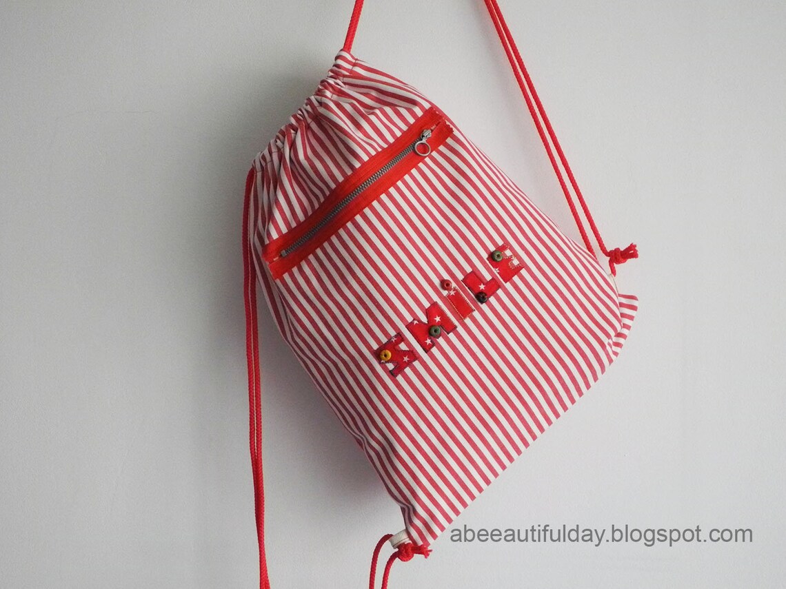 Lined Drawstring Backpack Sewing Pattern With Truck & Alphabet Applique ...