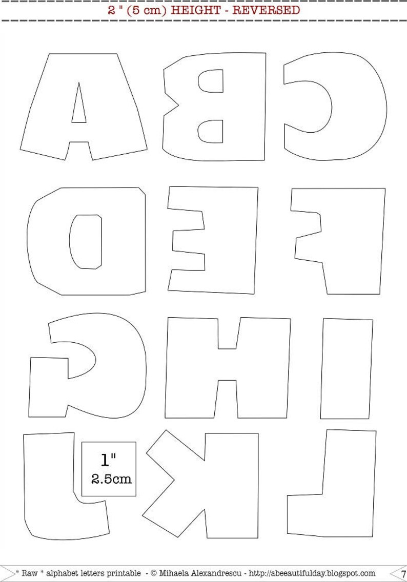 Printable Alphabet Capital Letters Template for Applique, Pdf Pattern ...