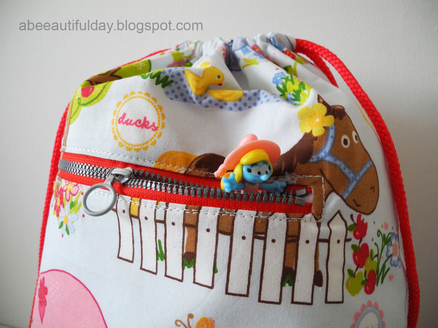 Lined Drawstring Backpack Sewing Pattern With Truck & Alphabet Applique ...