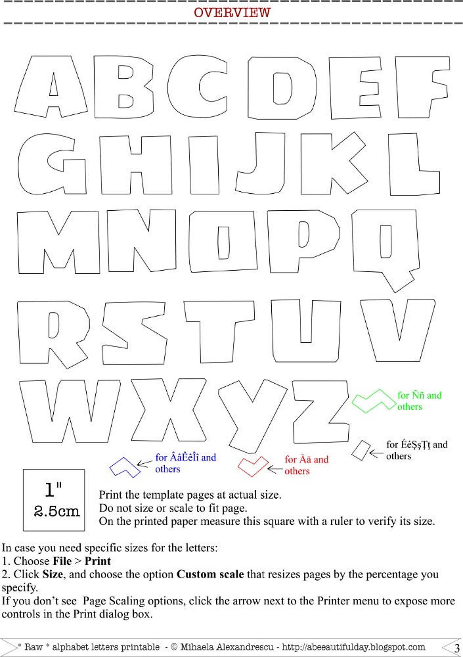 Printable Alphabet Capital Letters Template for Applique, Pdf Pattern ...