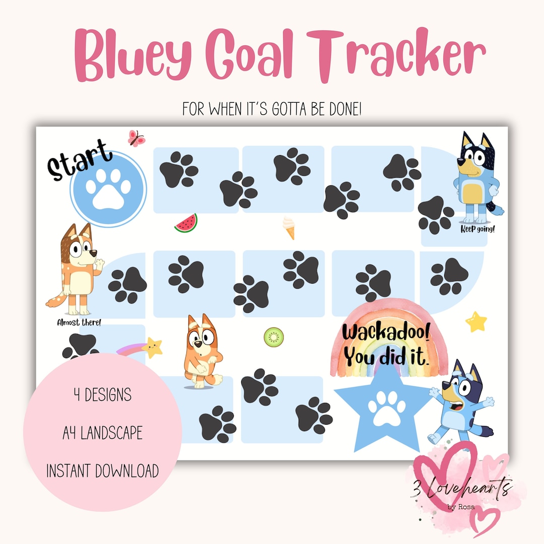 Bluey Reward Chart, Bluey Goal Tracker, Bluey Habit Tracker, Bluey Goal ...