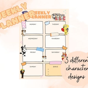 Bluey Planner, Daily Planner, Weekly Planner, Printable Planner, Bluey ...