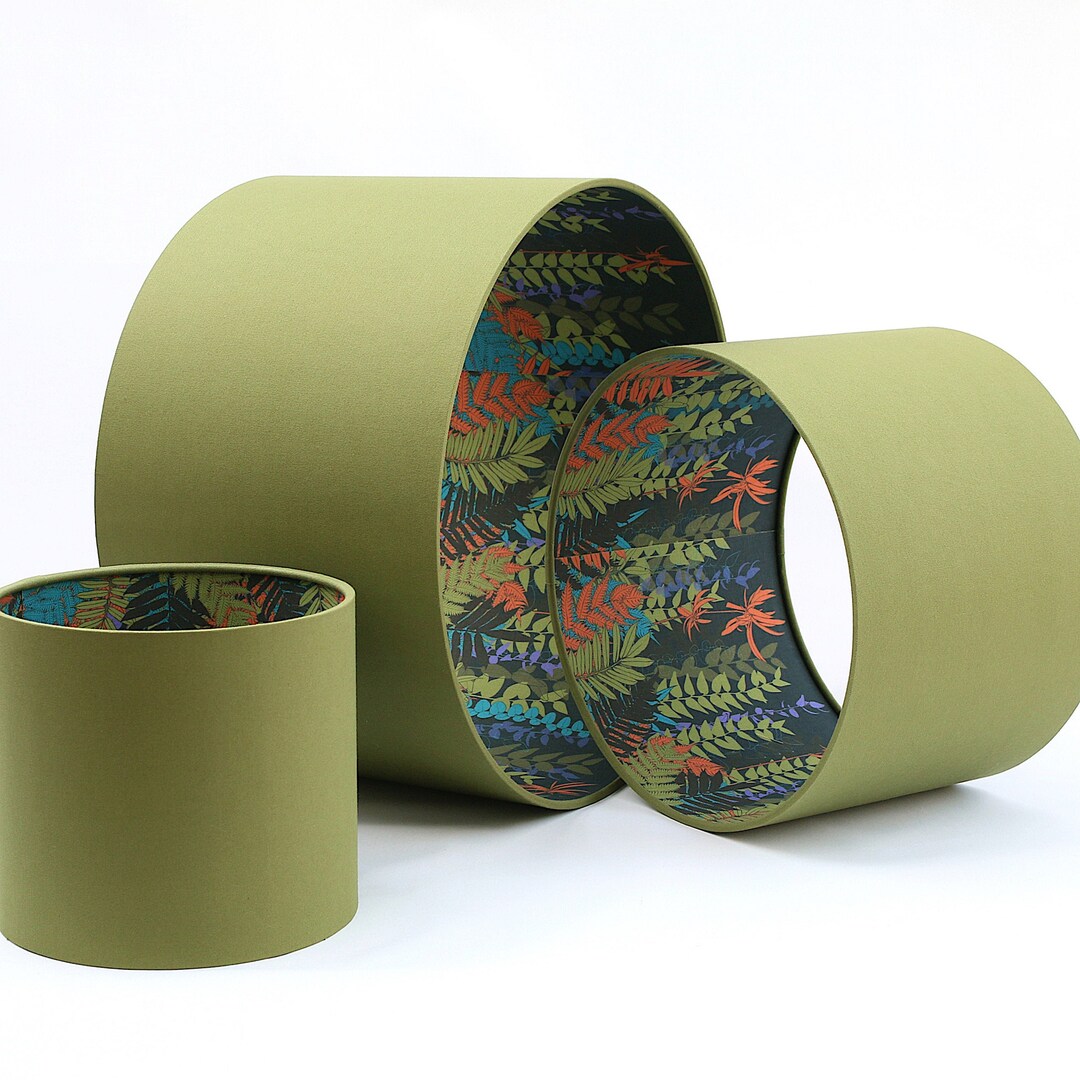 Trailing Fern Olive Green Lamp Shades; Double Sided Lampshade ...