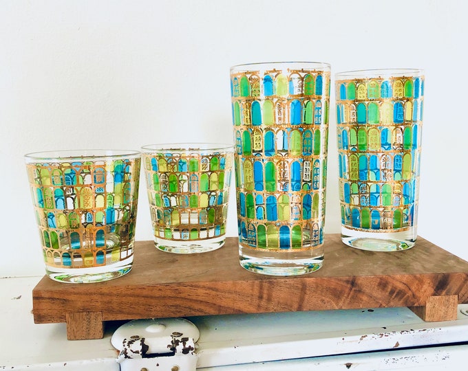 RARE Cera cathedral Windows by Ned Harris Cocktail Glass Set - Etsy