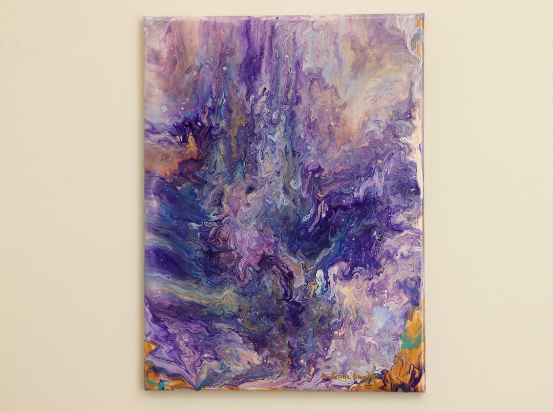 Purple Abstract Painting Pour Acrylic Modern Fluid Art Painting ...