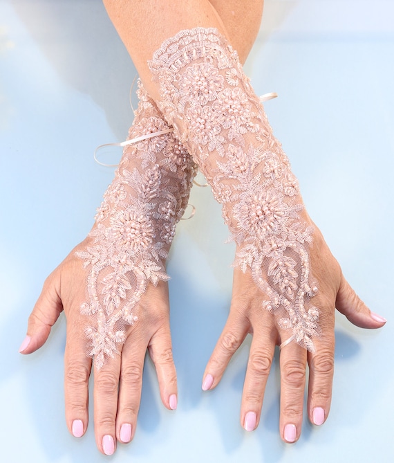 Pink bridal gloves store