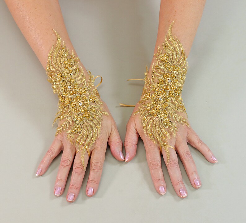 Gold Gloves, Wedding Gloves, Pearls Gloves, Beads Gloves, Lace Gloves ...