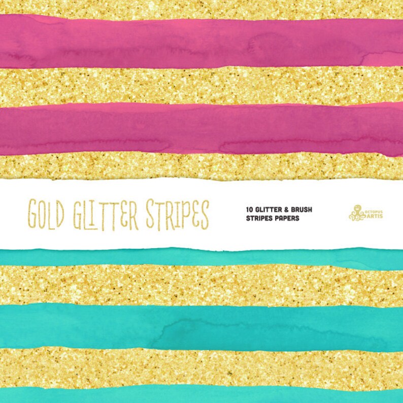 Gold Glitter Strips & brush papers clipart: 10 Digital files. | Etsy