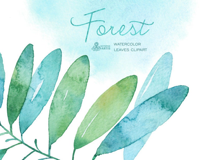 Forest Watercolor Leaves. 18 Handpainted Clipart Foliage - Etsy