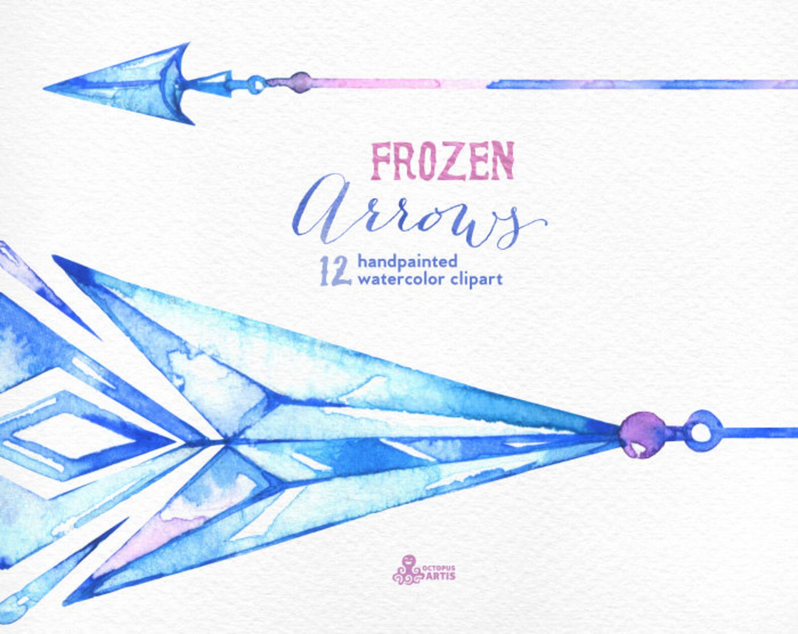 Frozen Arrows. 12 Watercolor Hand Painted Clipart Elements - Etsy