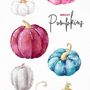 Bright Pumpkins. Watercolor Fall Clipart Thanksgiving - Etsy