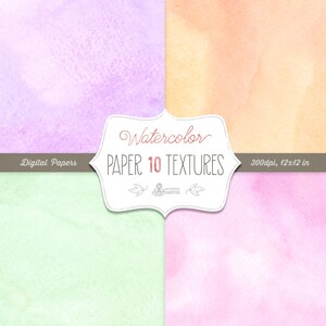 Watercolor Textures: 10 Watercolors Digital Papers Pack. Handmade ...