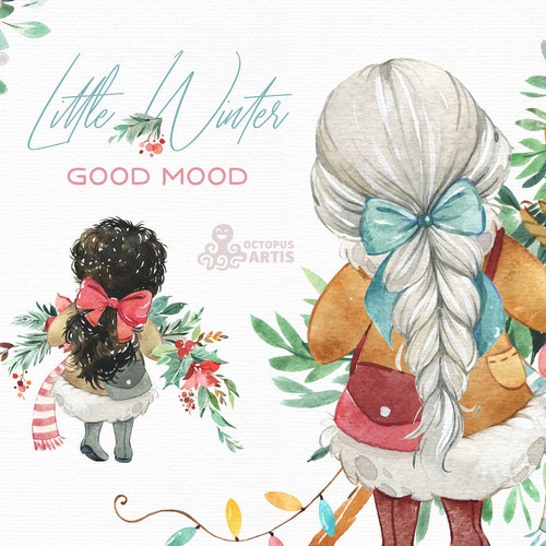 Little Winter. Flower Girls. Watercolor Christmas Clipart | Etsy