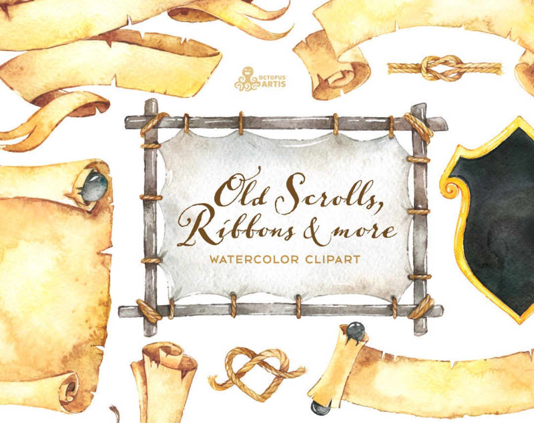 Old Scrolls, Banners, Ribbons, Knots and More. Clipart, Ancient, Pirate ...