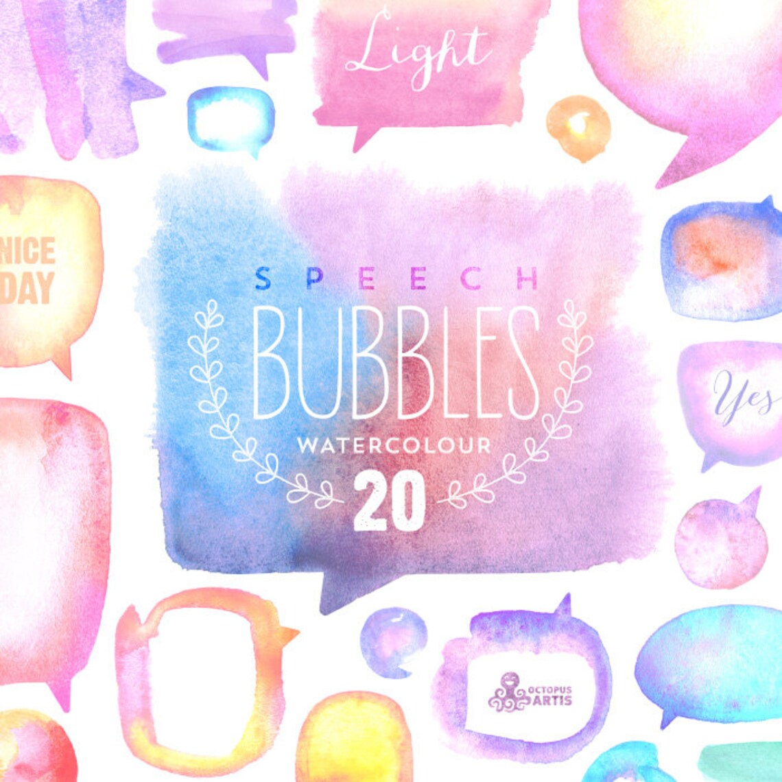 Speech Bubbles Watercolour Light: 20 Files Digital Papers. - Etsy