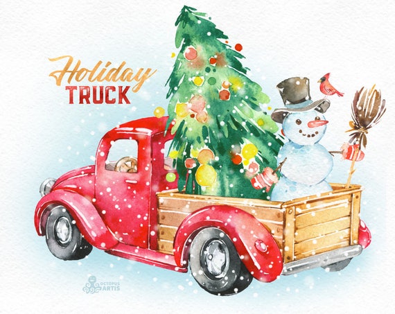 Vintage Truck Christmas Clip Art