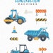 Construction Machines Blue. Watercolor Clipart, Building, Forklift ...