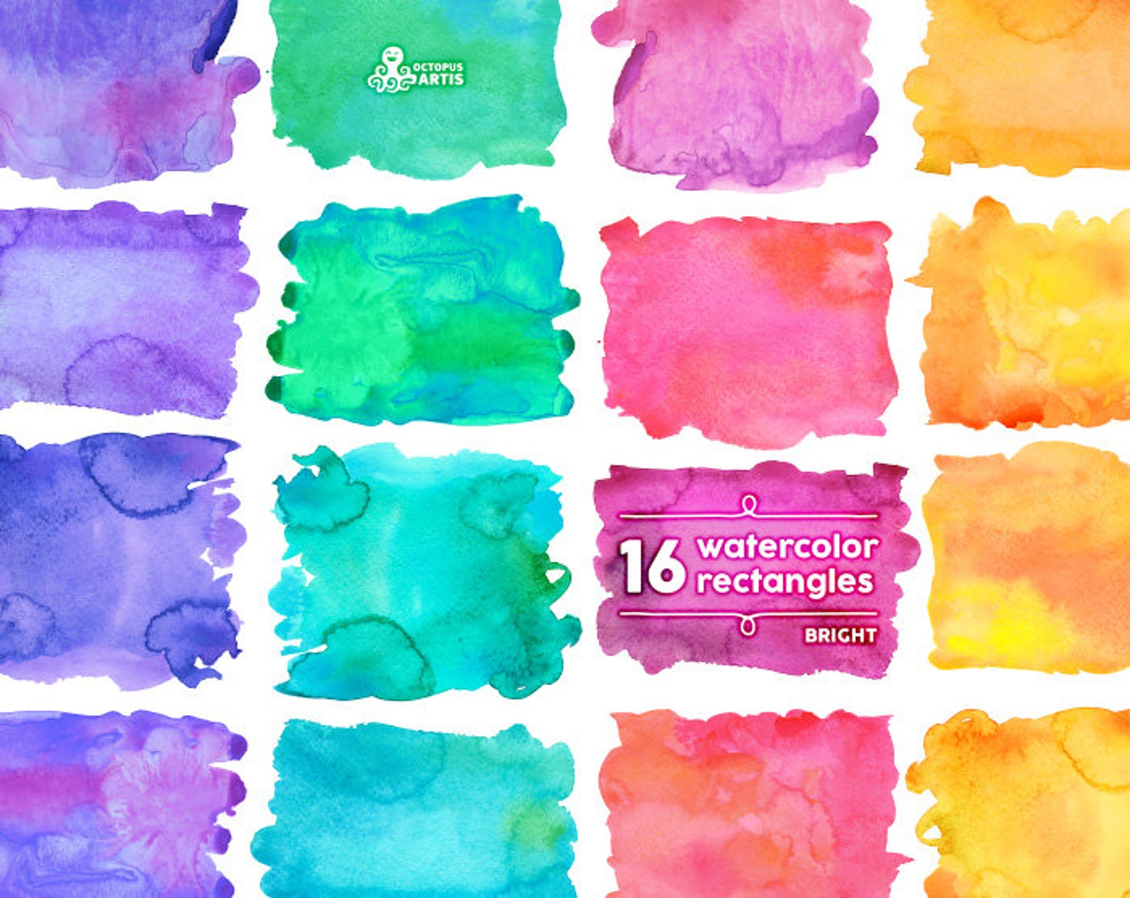 Bright Watercolor Rectangles Clipart: 16 Digital Files. Hand - Etsy UK