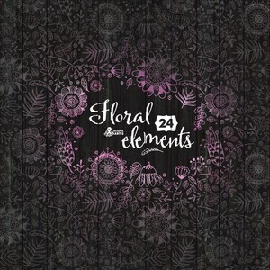 Floral Elements: Pack Contains 24 Different Floral Elements and Text ...