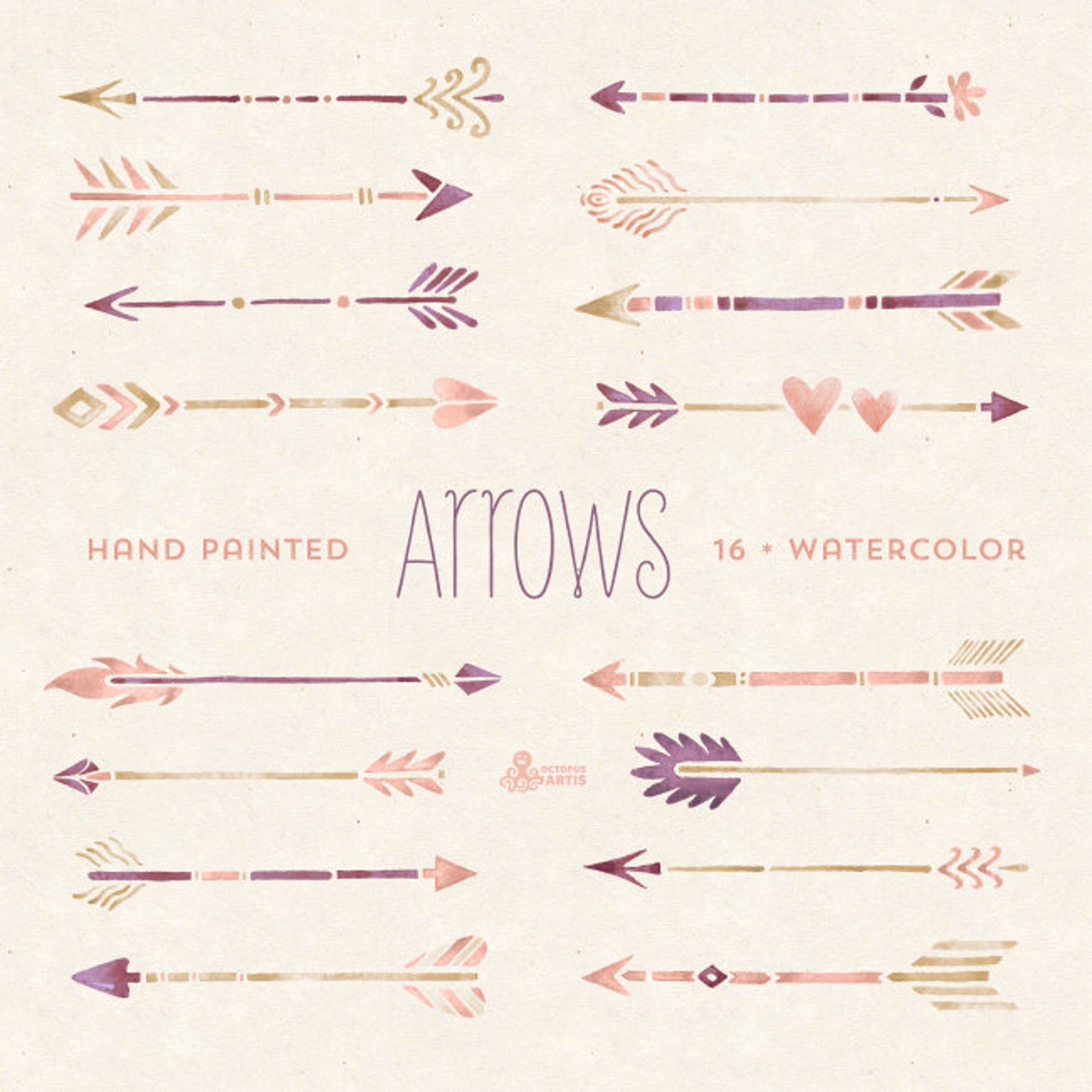 Hand Painted Arrows Watercolour 16 Clipart. Tribal Native Diy - Etsy