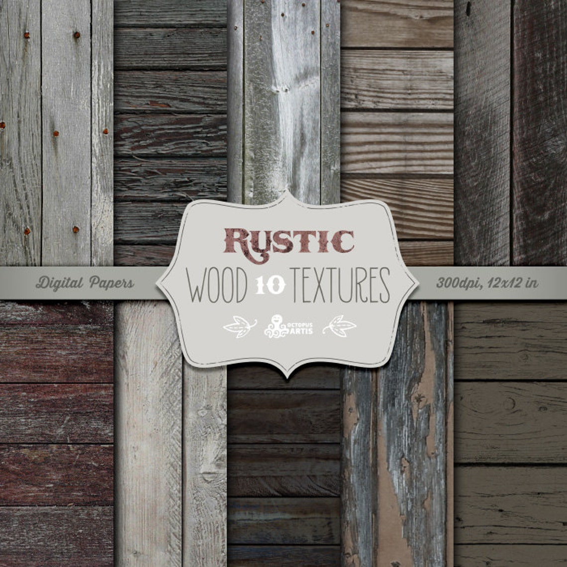 Rustic Wood Textures: 10 Digital Papers. Textured Rustic | Etsy