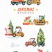 Christmas Machines. Watercolor Holiday Clipart, Forklift, Construction ...