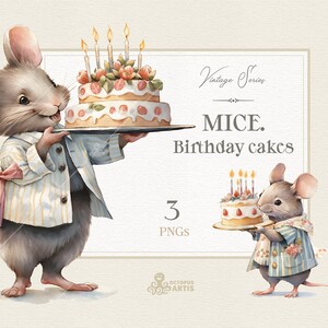 Mice. Birthday Cakes - Vintage. Animal Clipart, Cooking, Birthday ...