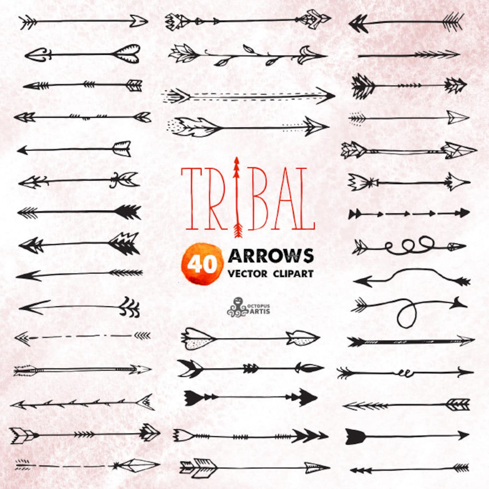 Tribal Arrows Clipart: 40 Vector Digital Files. Hand Drawn - Etsy