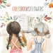 Girls. Books. Flowers. Watercolor Clipart, Besties, Little Girl, Floral ...