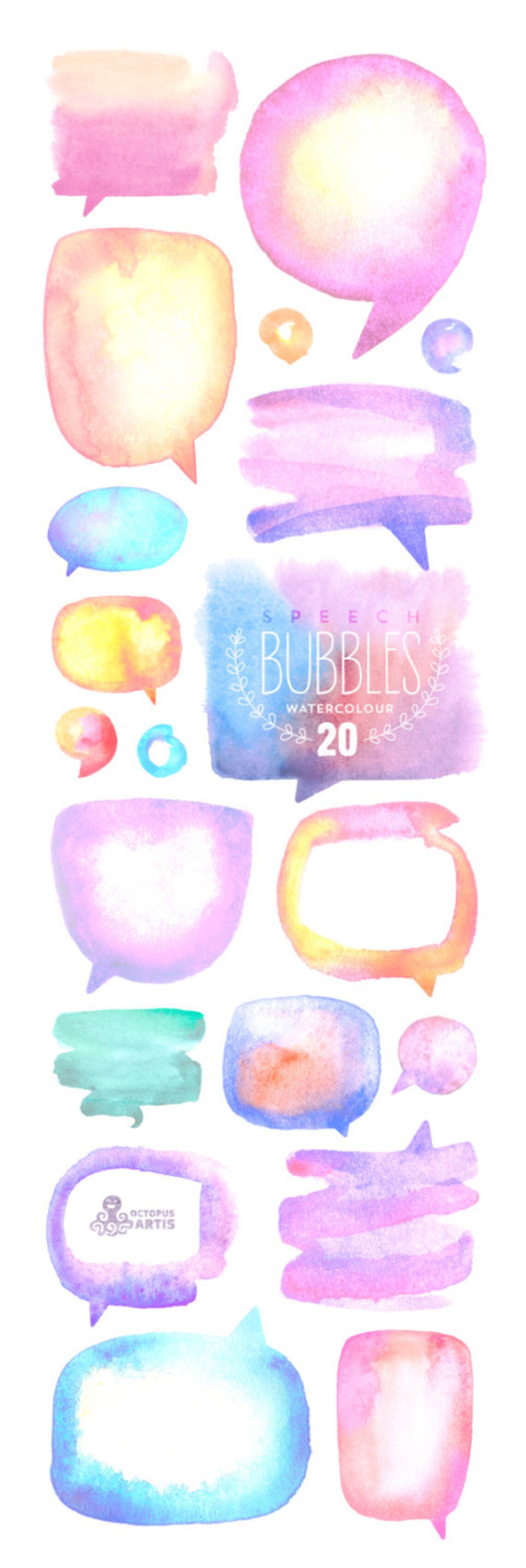 Speech Bubbles Watercolour Light: 20 Files Digital Papers. - Etsy