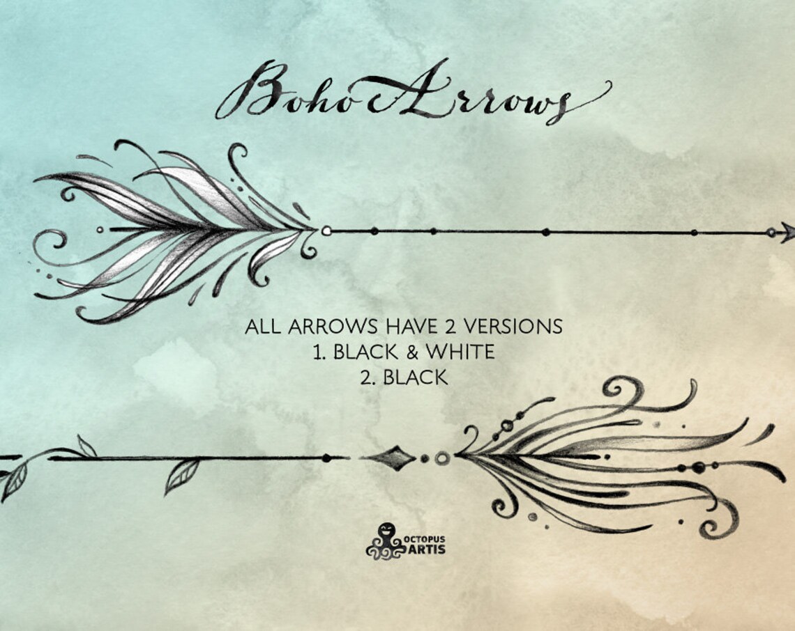 Boho Arrows. 17 hand drawn Clipart. Tribal native diy | Etsy