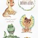 Baby Dinosaurs. Watercolor Animals Clipart, T-rex, Dilophosaurus, Kid ...