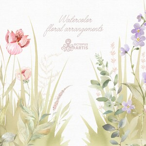 Herbal Melody. Floral Borders. Watercolor Flowers Clipart, Wildflowers ...
