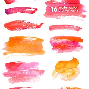 Watercolor Brushes Forms Clipart: 16 Digital Files. Hand Painted, Brush ...