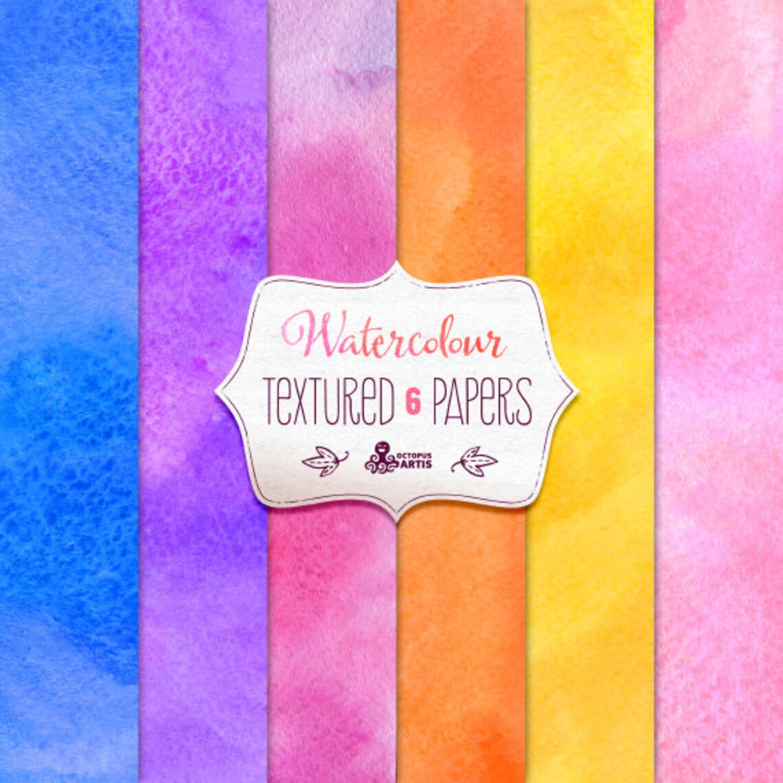 Watercolour Textures: 6 Watercolors Digital Paper Pack. - Etsy