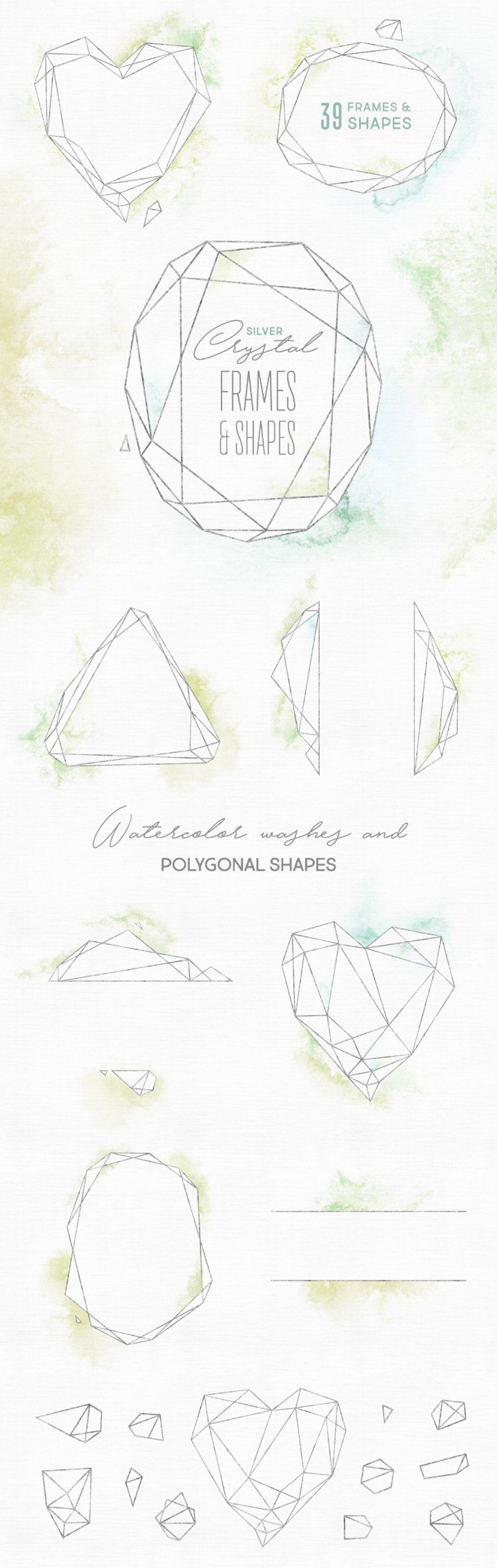 Crystal Silver. Frames & Shapes With/without Watercolor - Etsy