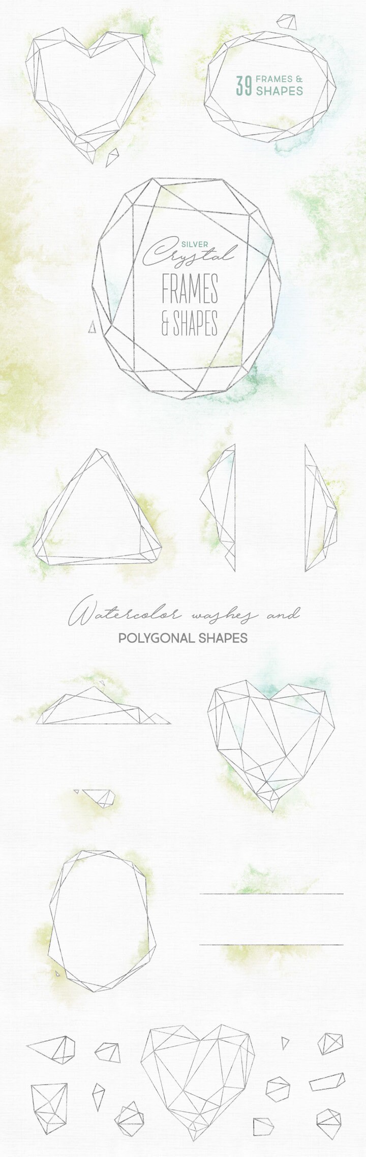 Crystal Silver. Frames & Shapes With/without Watercolor - Etsy
