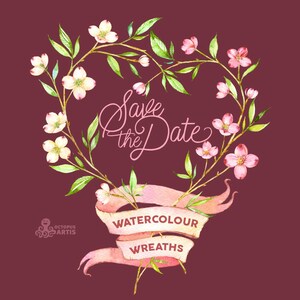Save the Date. 5 Watercolor Wreaths, Flowers Clipart, Dogwood, Wedding ...