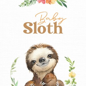 Baby Sloth. Watercolor Little Animals Clipart, Portrait, Wreath ...