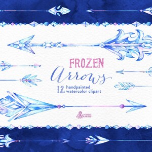 Frozen Arrows. 12 Watercolor Hand Painted Clipart Elements, Winter, Diy ...