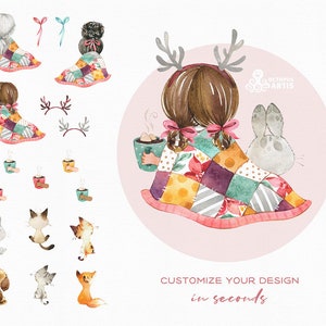 Little Winter. Friends. Watercolor Christmas Clipart Girls - Etsy UK