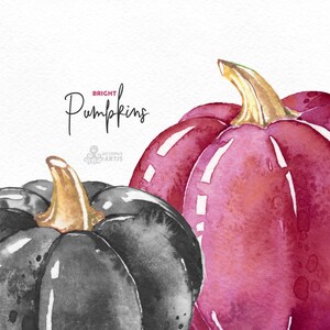 Bright Pumpkins. Watercolor Fall Clipart Thanksgiving - Etsy