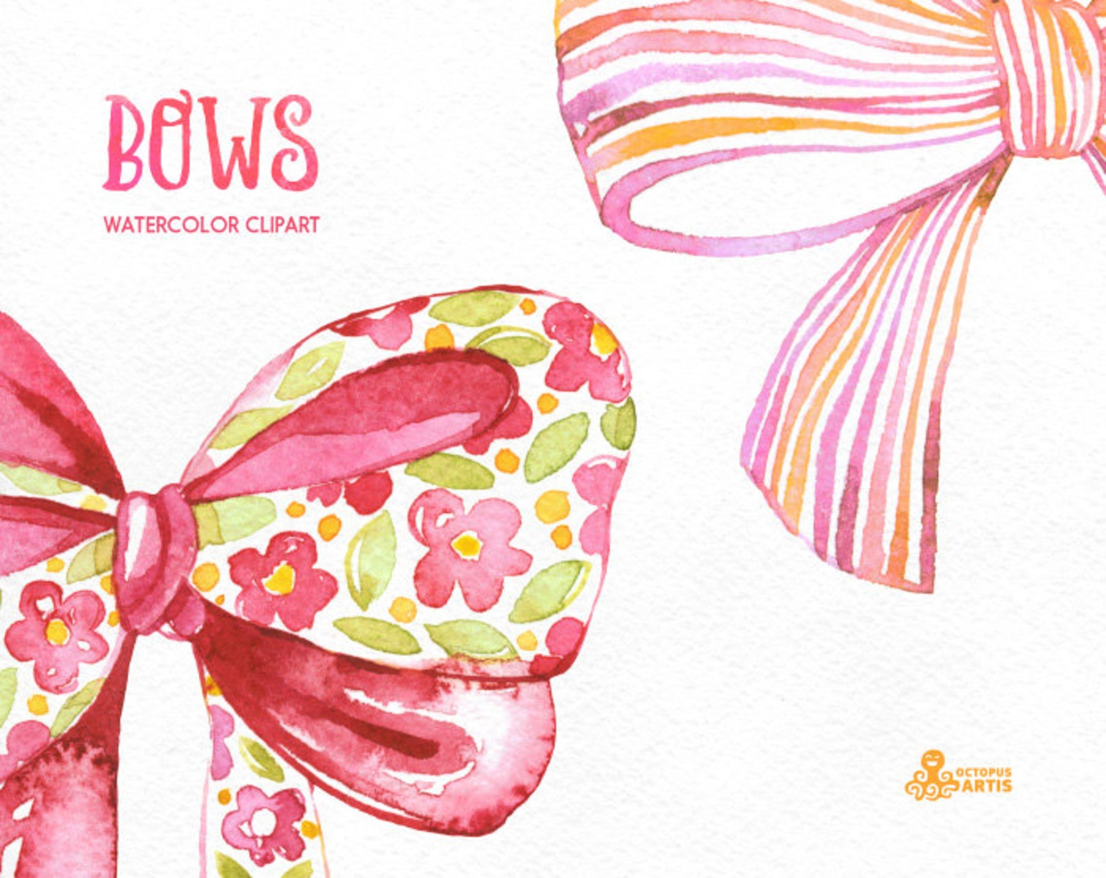 Bows. 26 Watercolor Handpainted Clipart Diy Elements - Etsy