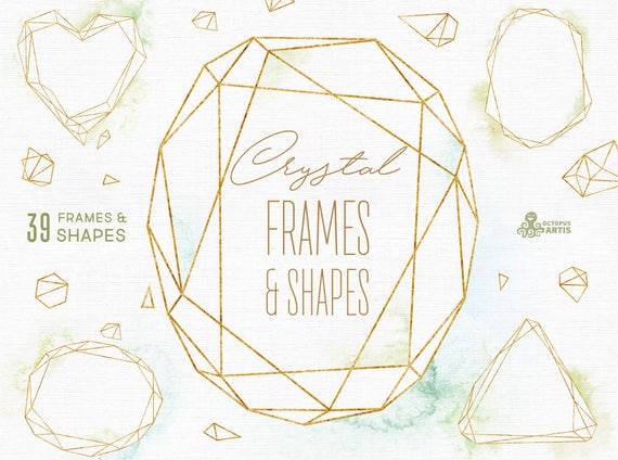 Crystal Frames & Shapes with/without Watercolor Washes | Etsy