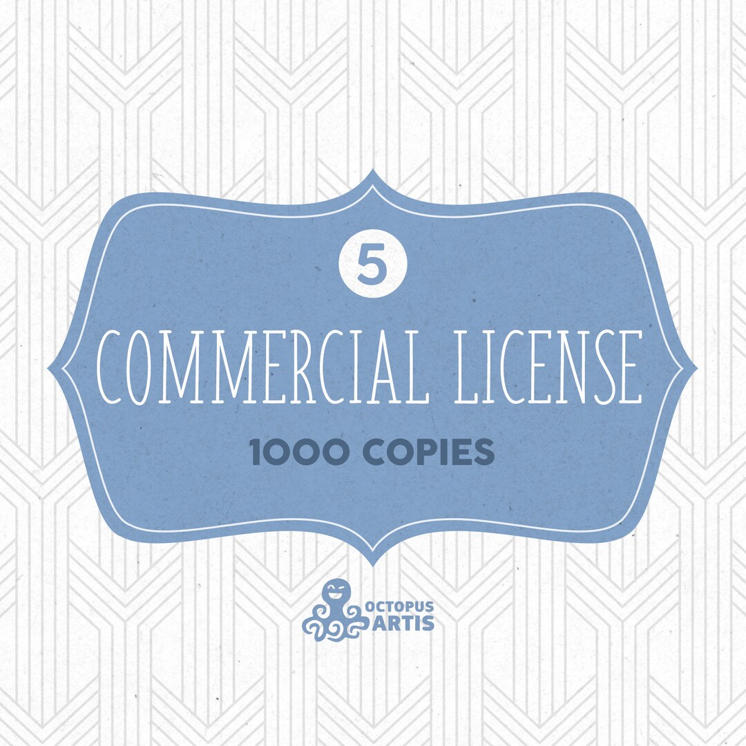 Limited Commercial License NO Credit Required / 5 Products - Etsy
