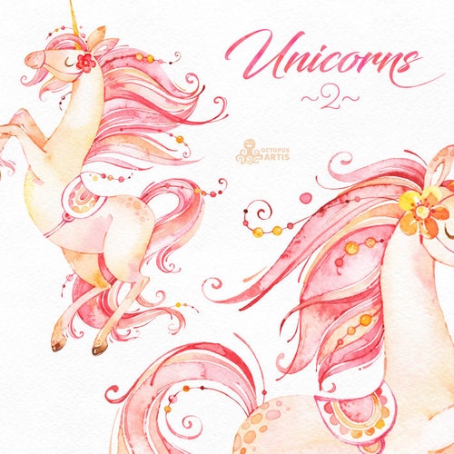 Unicorns. Magical Watercolor Clipart. Fairytale Fantasy - Etsy