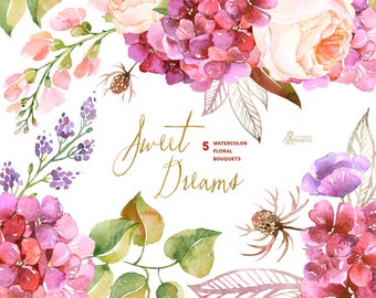 Summer Flower Floral Watercolor Clipart Digital Scrapbooking - Etsy