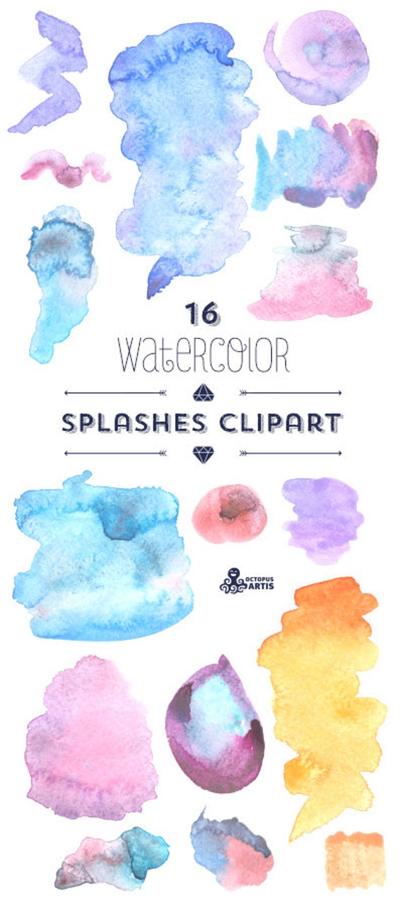 Paper, Party & Kids Commercial use Watercolor Clip Art Instant Digital ...