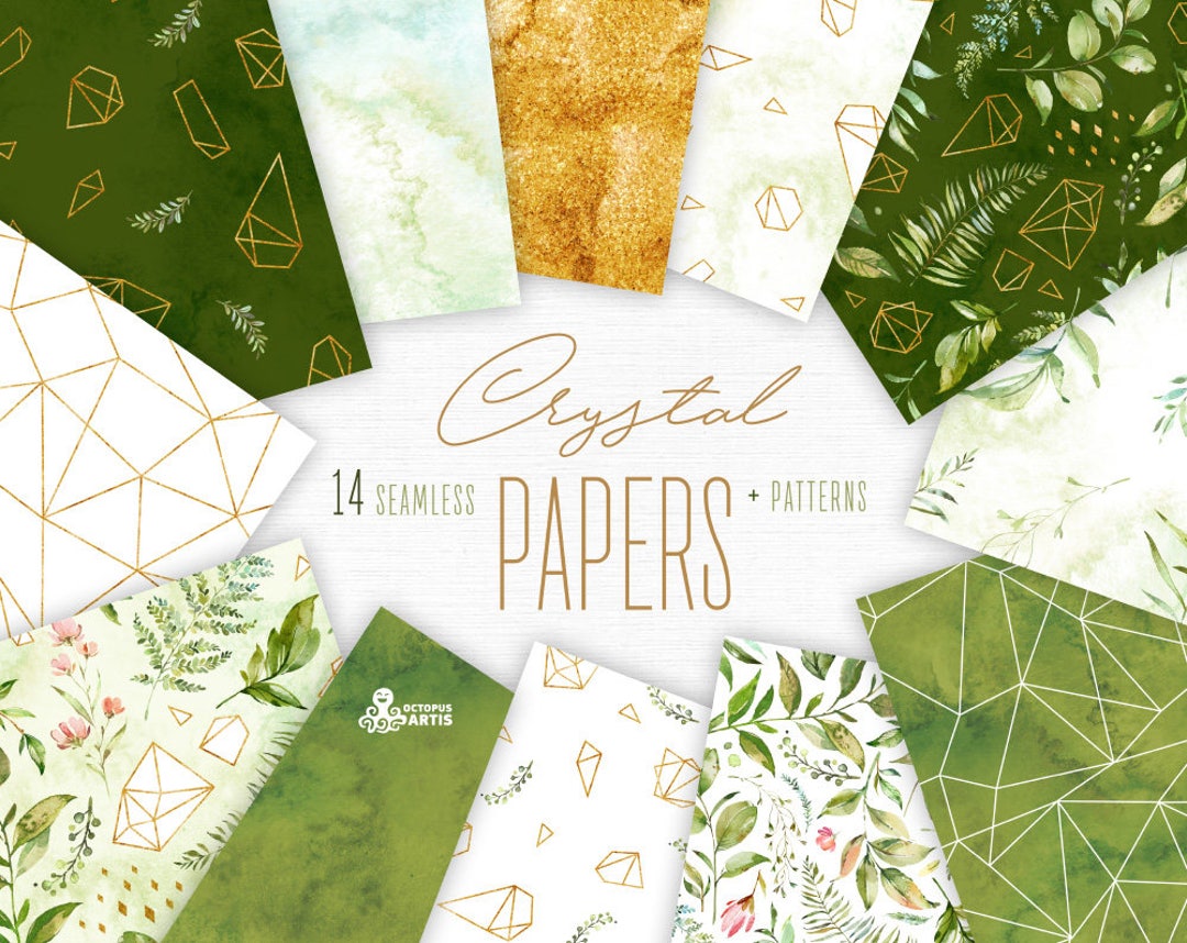 Crystal. 14 Seamless Patterns and Digital Papers. Watercolor - Etsy