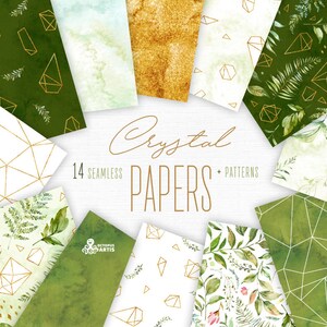 Crystal. 14 Seamless Patterns and Digital Papers. Watercolor - Etsy